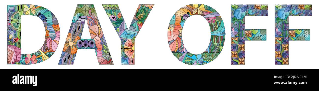 Day off. Vector hand drawn llustration on white background Stock Vector ...