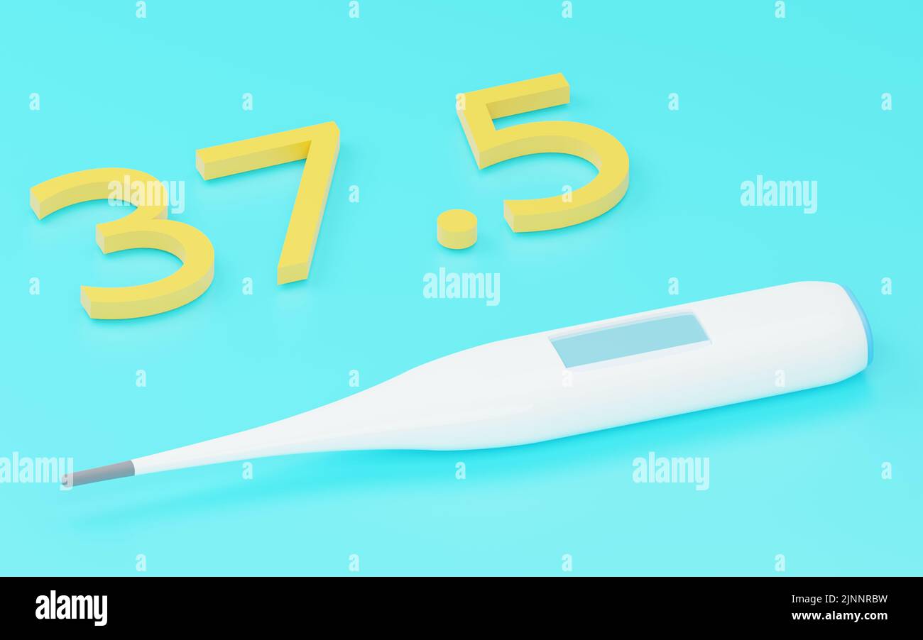 3DCG, thermometer and 3D letters of 37.5 degrees Stock Photo - Alamy