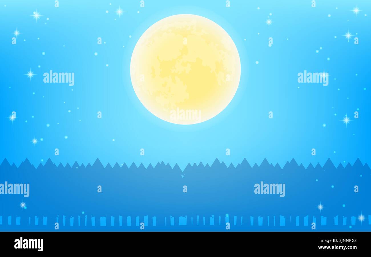 Full moon and forest silhouettes in a sparkling starry sky Stock Vector ...