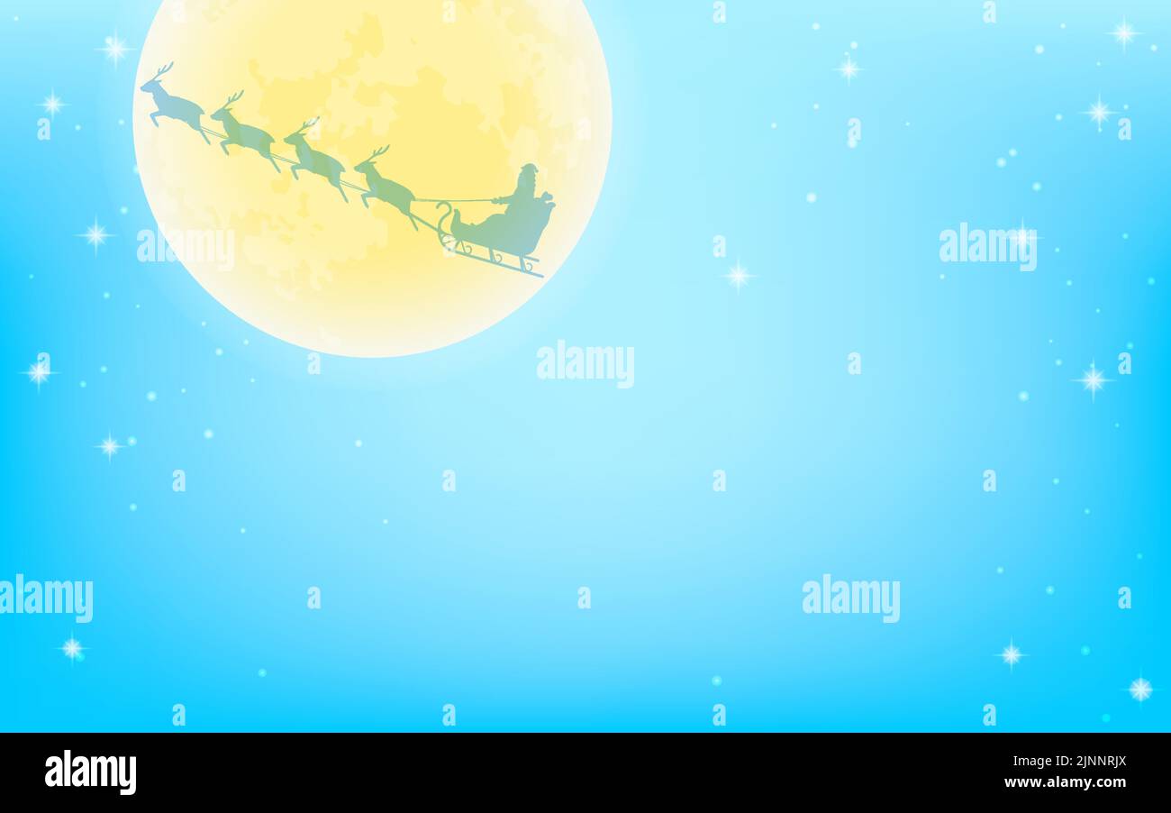 Christmas Eve scene, flying Santa and big moon Stock Vector Image & Art ...