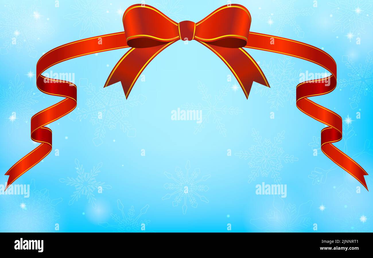 Gorgeous red ribbon and blue sparkly snowflake background Stock Vector ...