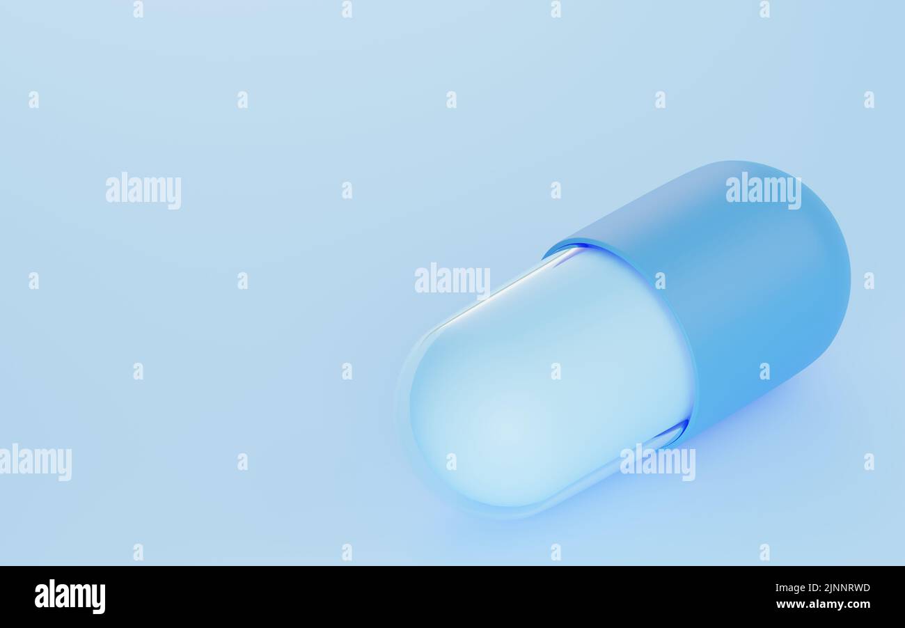 3DCG Medicine, blue and white capsules, isometric Stock Photo - Alamy