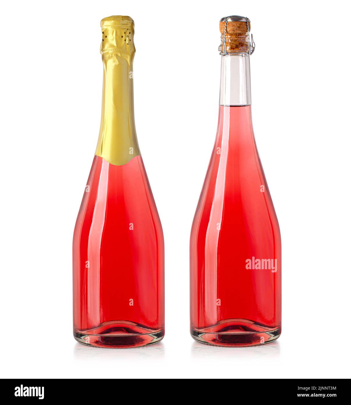 Sparkling red wine bottles, champagne bottle isolated on white ...