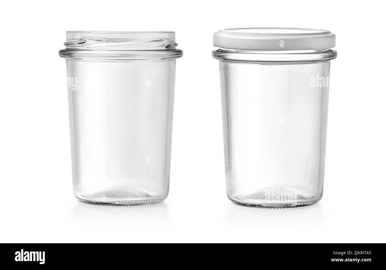 Set of empty glass jar isolated on white with clipping path Stock Photo ...
