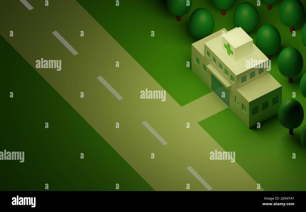 3DCG Night Rescue Medical, Image of Emergency Hospital at Night ...