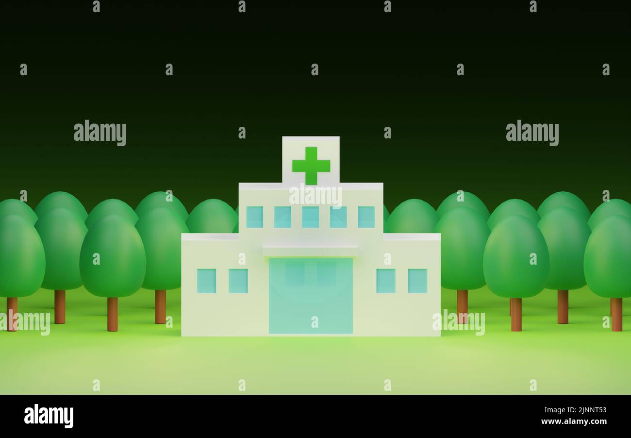 3DCG Night Rescue Medical, Image of Emergency Hospital at Night, Front ...