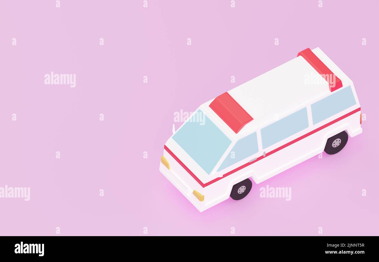 3DCG Isometric Illustration of Ambulance, Pink Background Stock Photo ...
