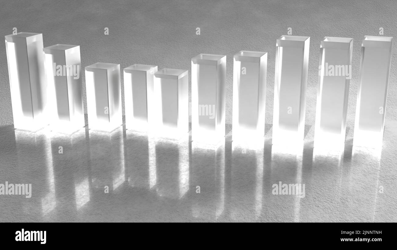 rendered simple-3D scene of equalizer bars in grayscale Stock Photo - Alamy