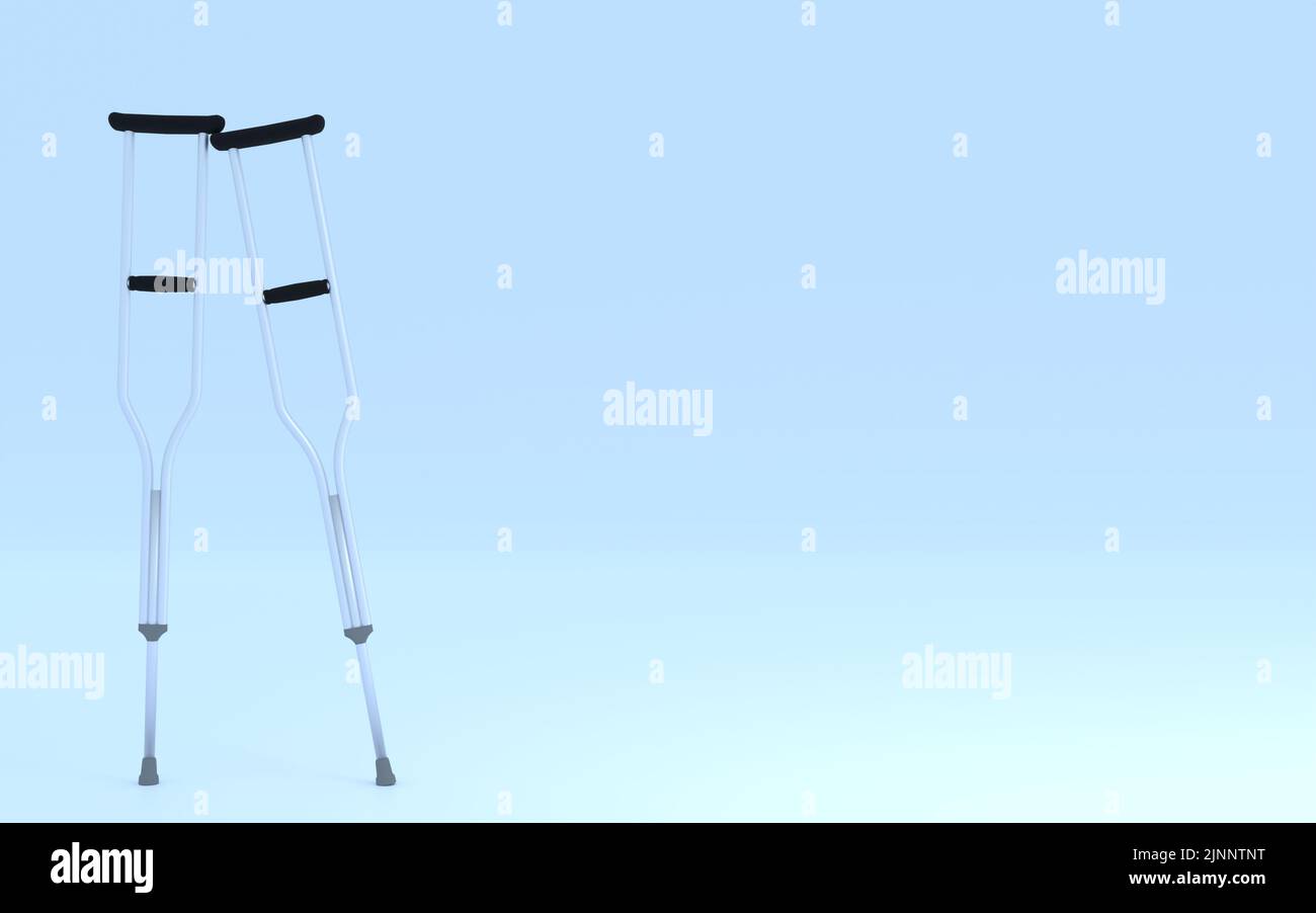 3DCG of realistic crutches, images of accidents and rehabilitation ...