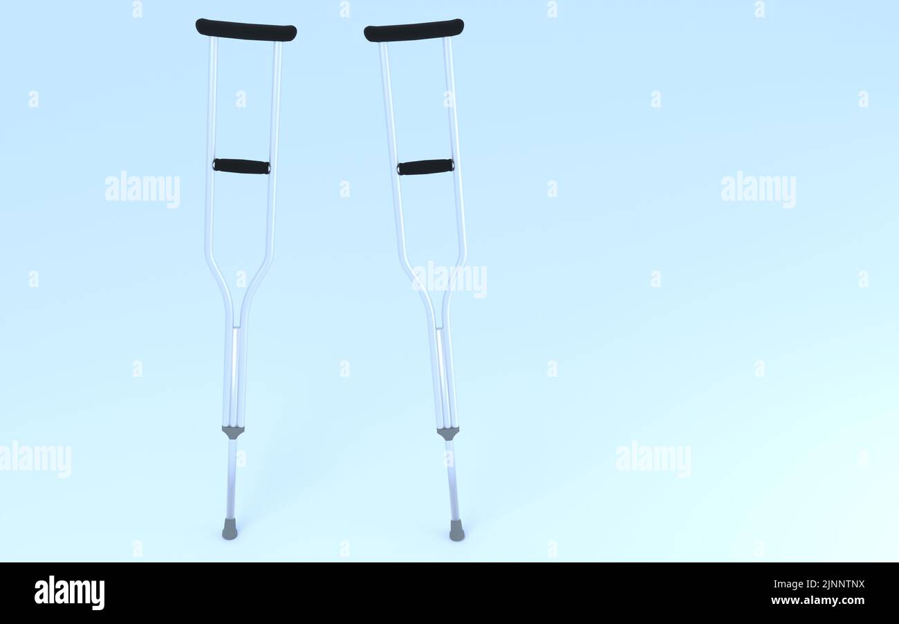 3DCG of realistic crutches, images of accidents and rehabilitation ...