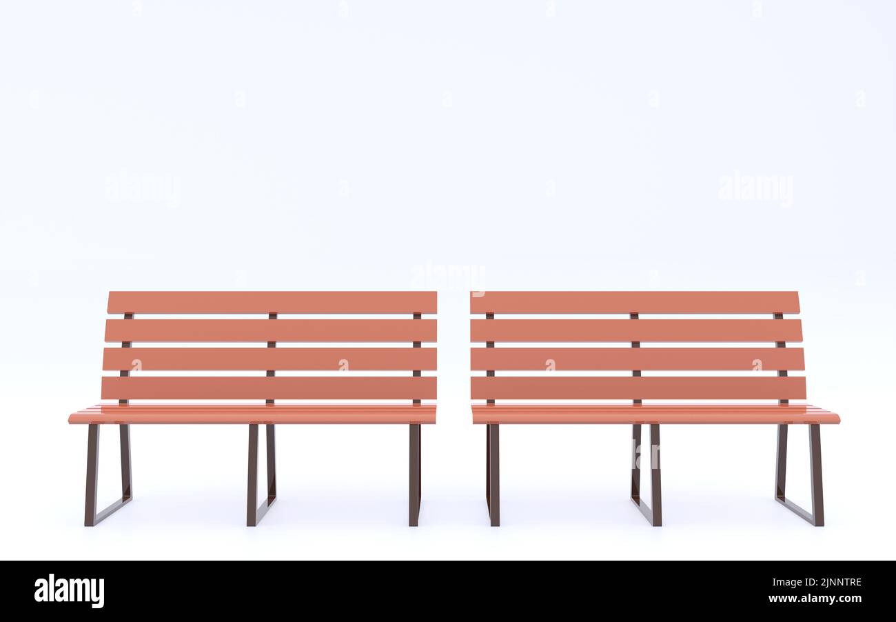 3DCG Simple wooden bench with white background, front Stock Photo - Alamy