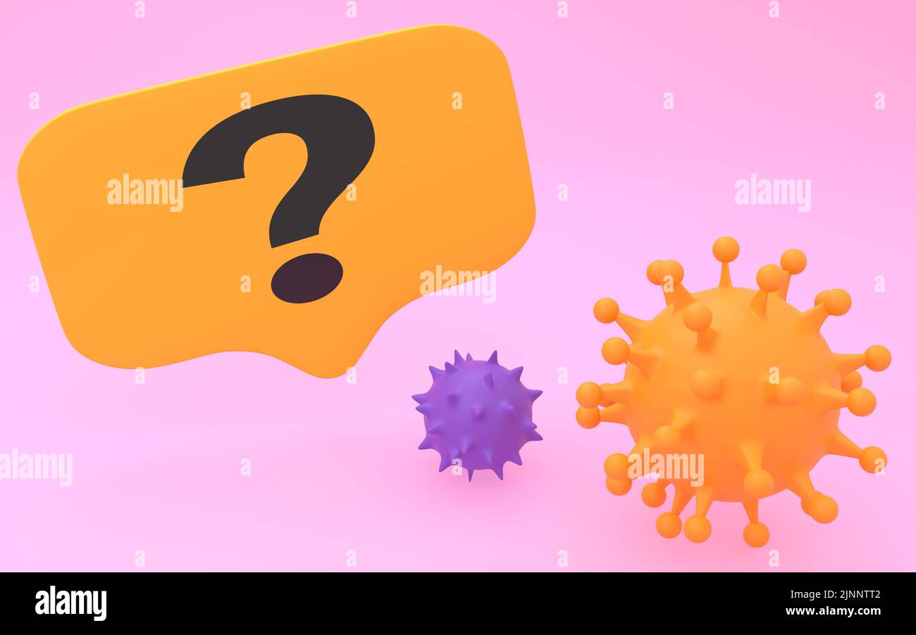 3DCG Coronavirus and question mark balloon, image of coronavirus ...