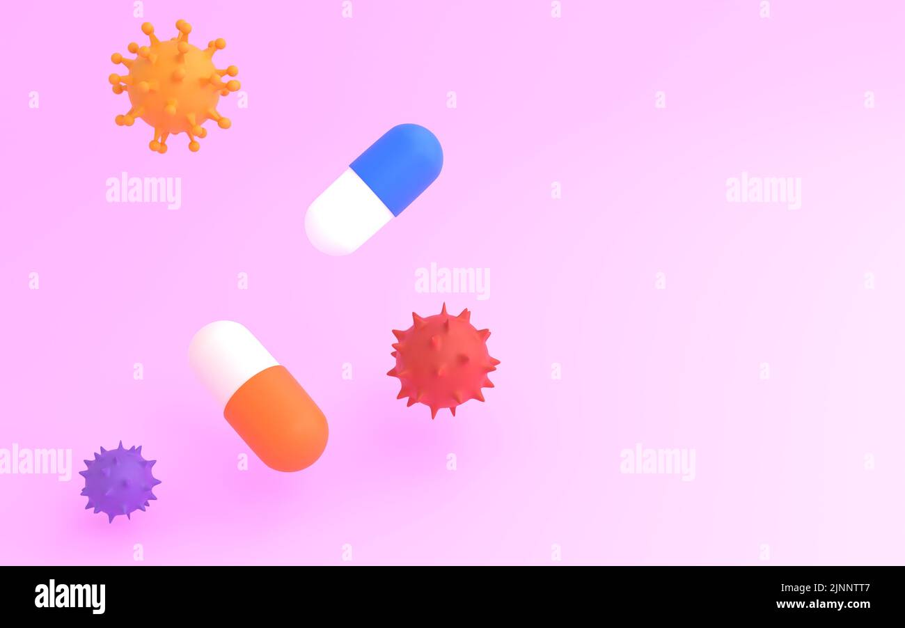 3DCG image of coronavirus, capsule, and antiviral drug Stock Photo - Alamy