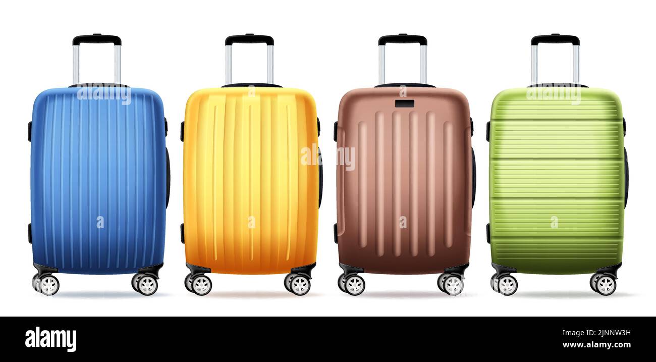 Travel bag luggage vector set design. Travelers 3d baggage collection ...