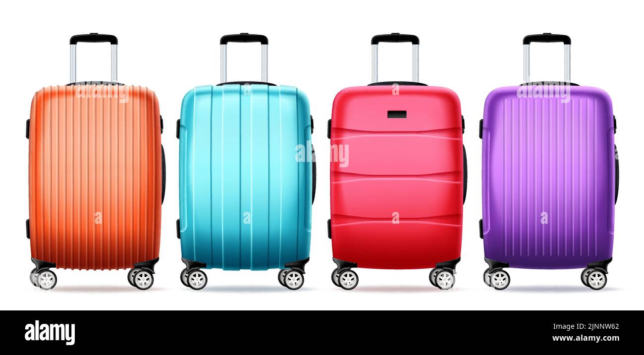 Travel luggage set vector design. Suitcase bag collections for trip and ...