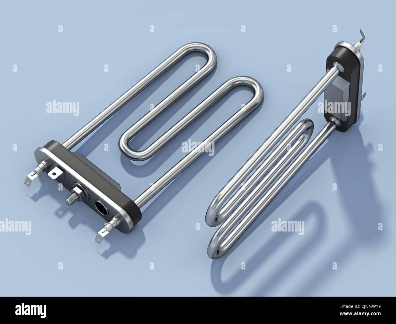 New washing machine heaters isolated on blue background. 3D ...