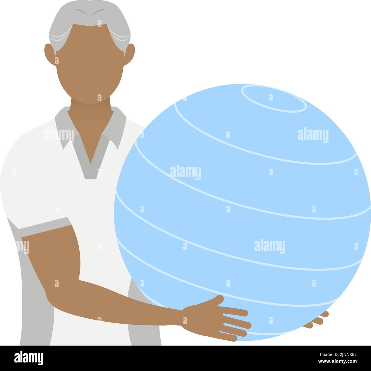 Gym instructor senior man pose, advancing balance ball Stock Vector ...