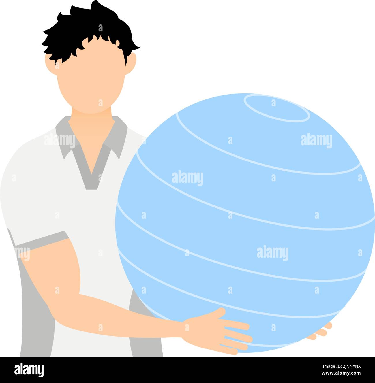 Gym instructor man pose, advancing balance ball Stock Vector Image ...