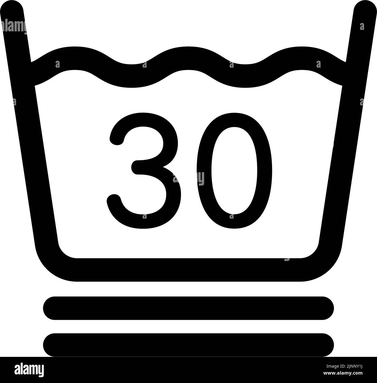 Washing indication icon, 30°C limit, very weak treatment in a washing ...