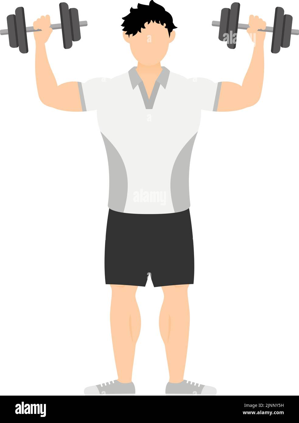 Gym instructor male pose, demonstrating dumbbell training Stock Vector ...