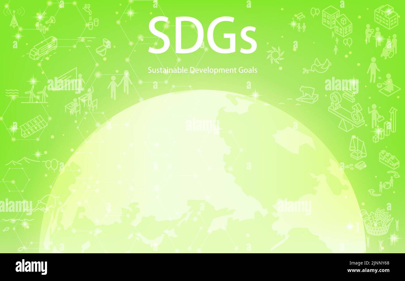 Eco-image of SDGs, glowing earth with SDGs text and goal icons, shining ...