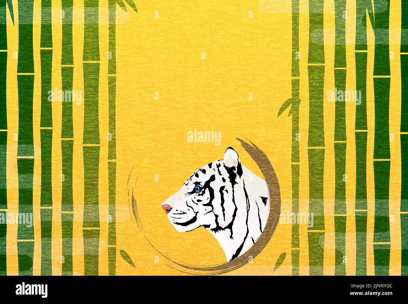 Japanese New Year's Card for the Year of the Tiger 2022, Bamboo Forest and White Tiger Stock ...