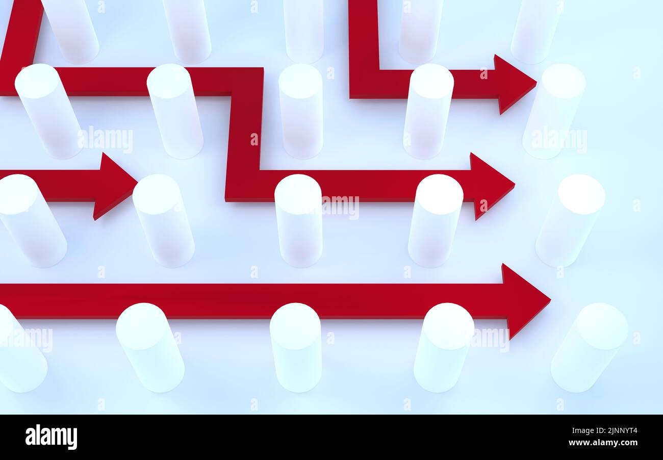 3DCG Image of a business, dodging obstacles and moving toward a goal ...