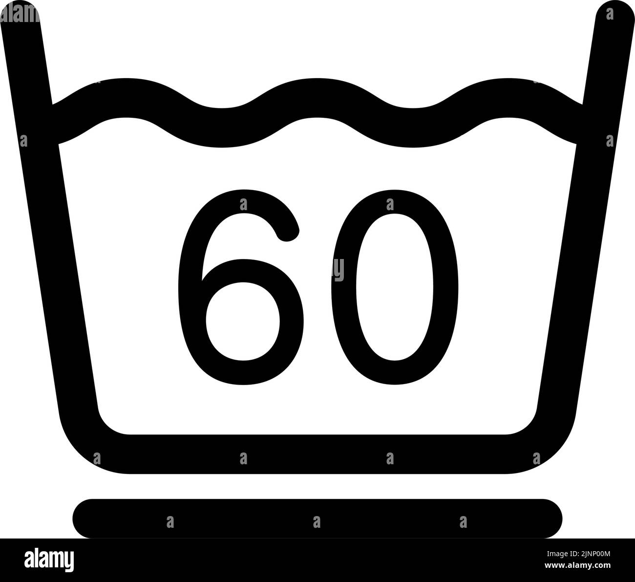 Washing indication icon, 60°C limit, weak treatment in a washing ...