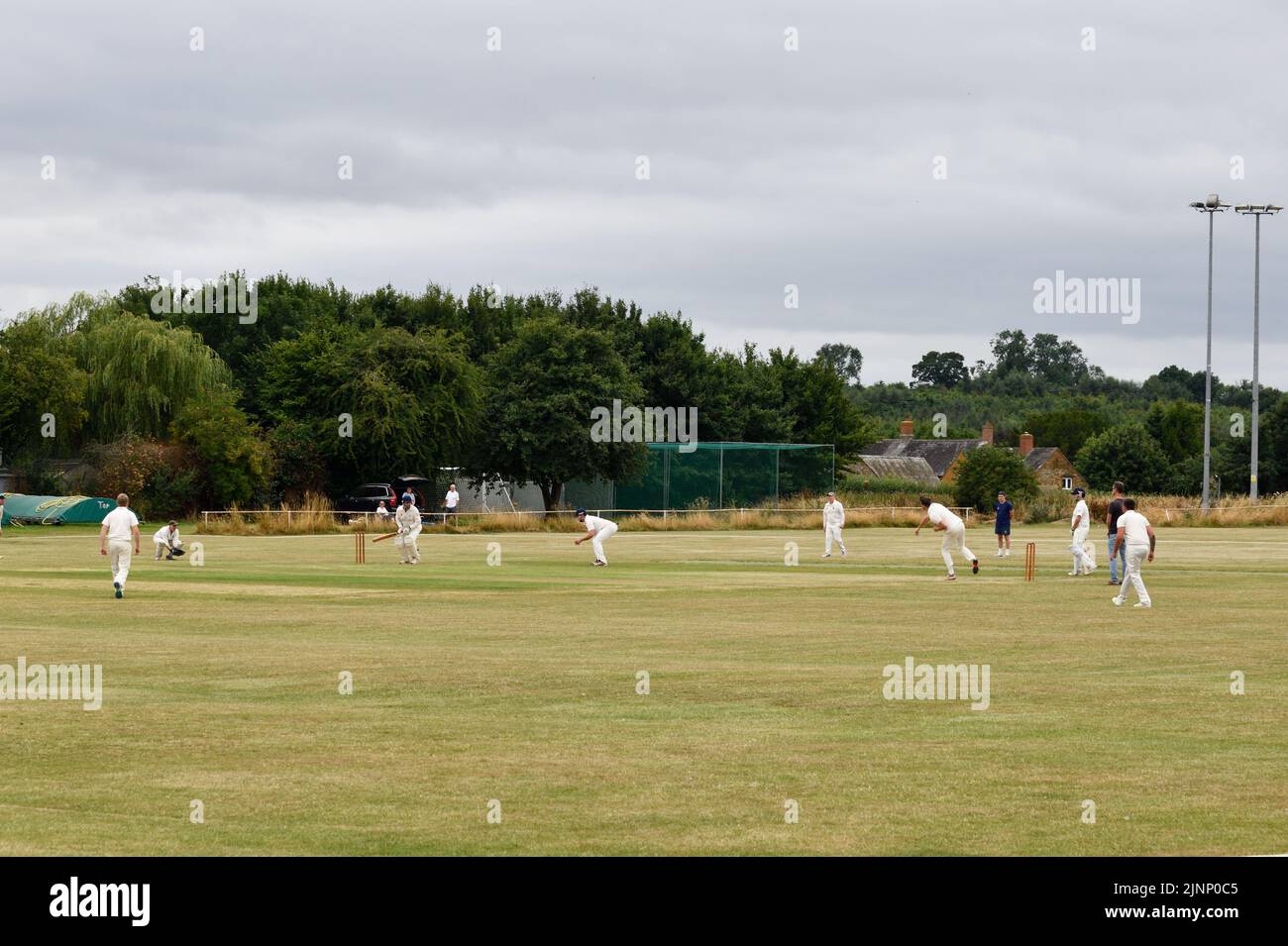 Cricket Match in Progress Hook Norton Oxfordshire England uk Stock ...
