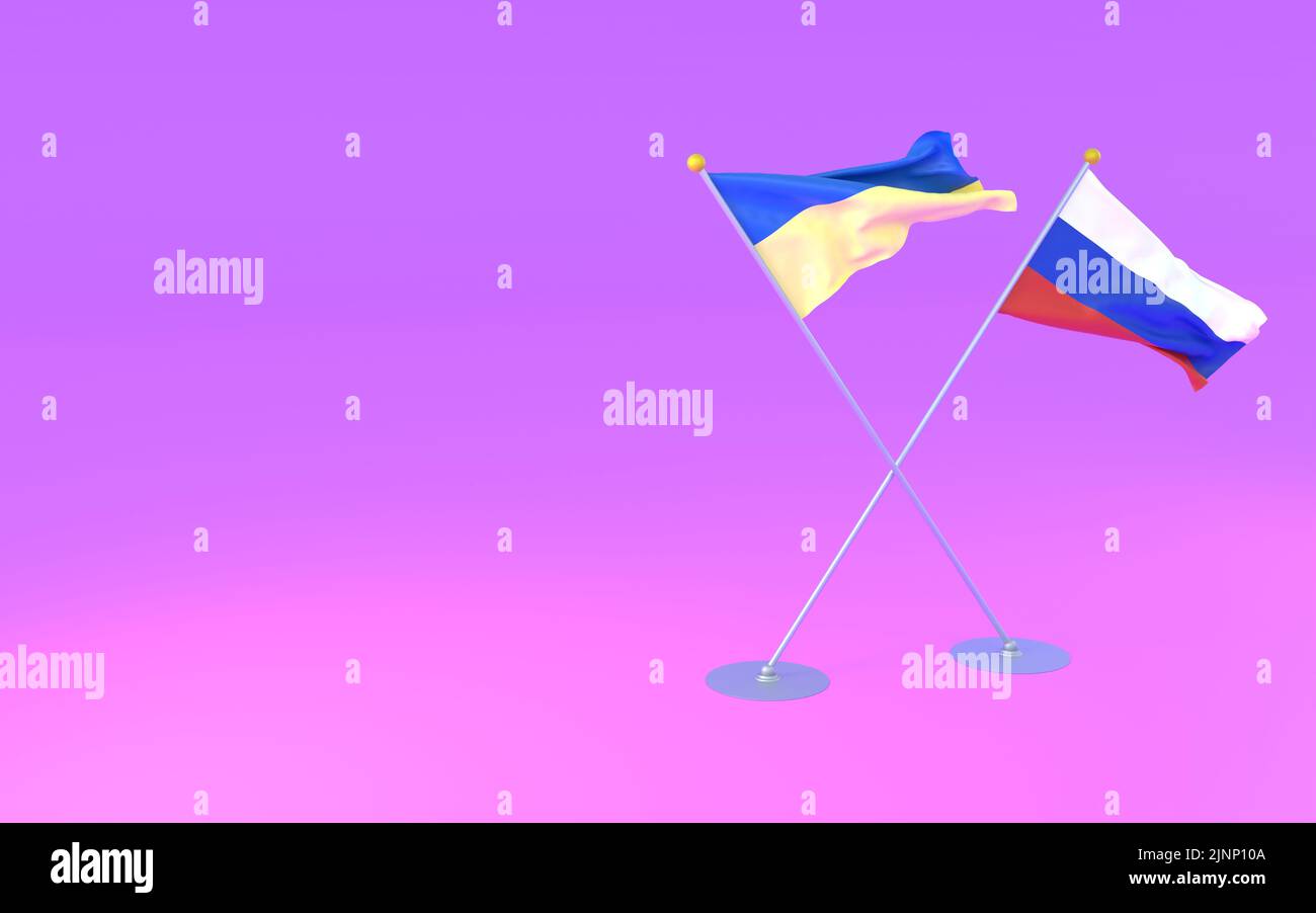 Intersecting Russian and Ukrainian flags, 3DCG Stock Photo - Alamy
