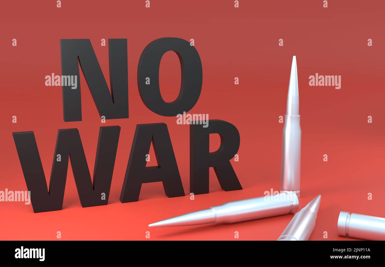 Against war, "No War" letters and bullets, 3DCG Stock Photo - Alamy