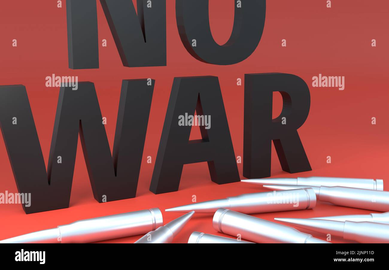 Against war, "No War" letters and bullets, 3DCG Stock Photo - Alamy