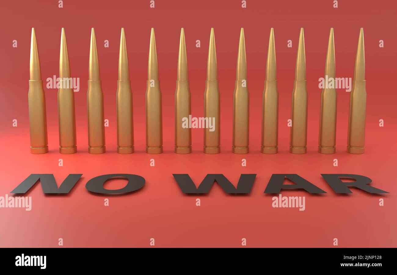 Against war, "No War" letters and bullets, 3DCG Stock Photo - Alamy