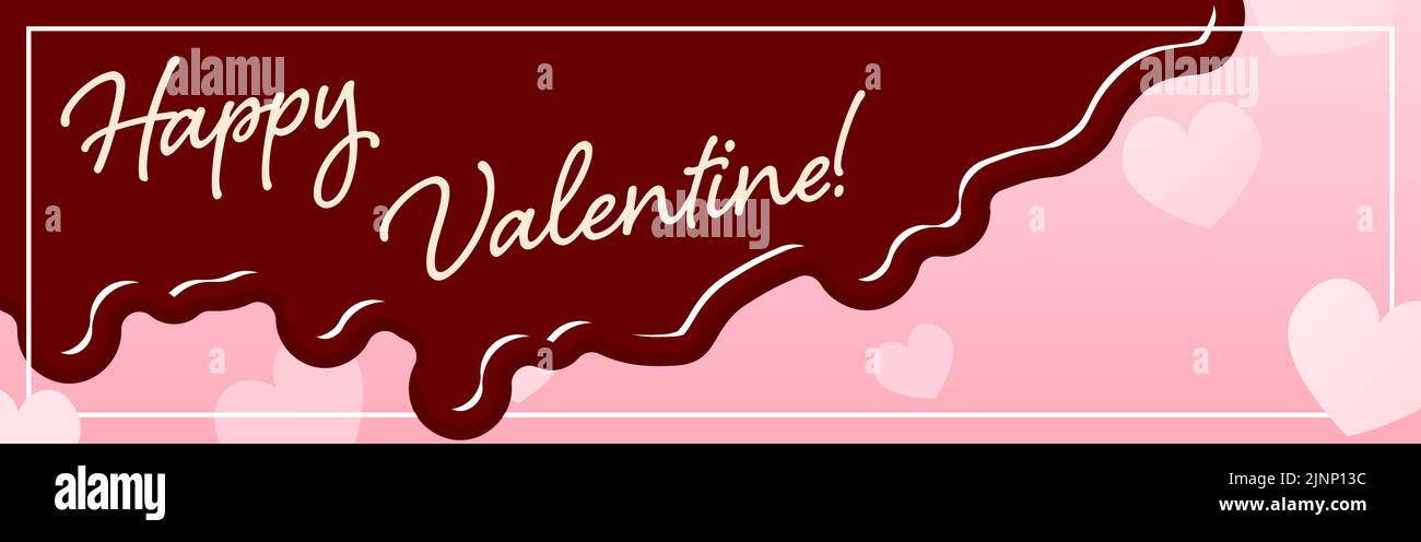 Valentine's Day banner, pink heart background with dripping chocolates ...