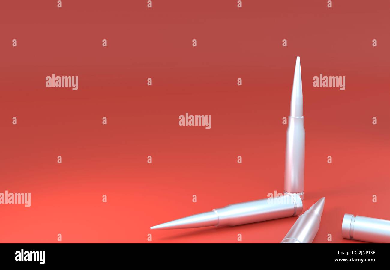 Red background and silver bullets, 3DCG Stock Photo - Alamy