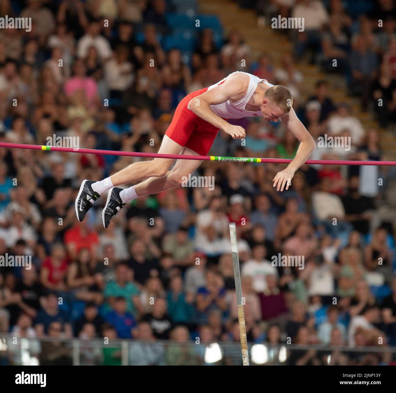 Adam Hague of England competing in the men’s pole vault final at the ...