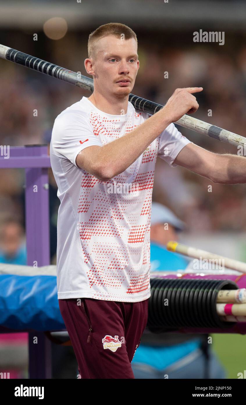 Adam Hague of England competing in the men’s pole vault final at the ...