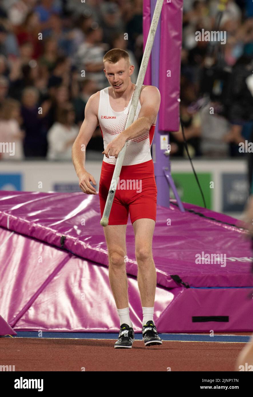 Adam Hague of England competing in the men’s pole vault final at the ...