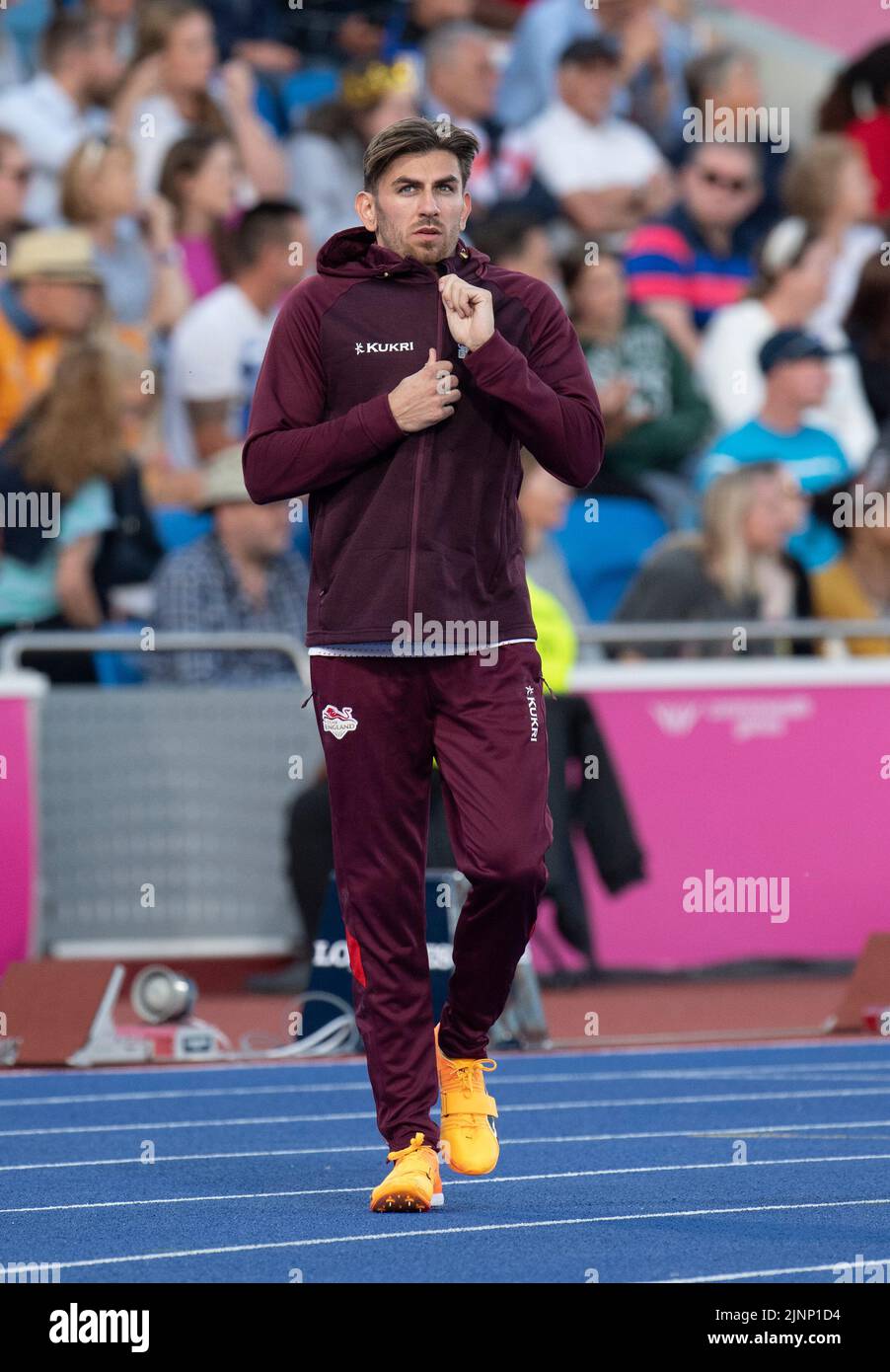 Harry Coppell of England competing in the men’s pole vault final at the ...