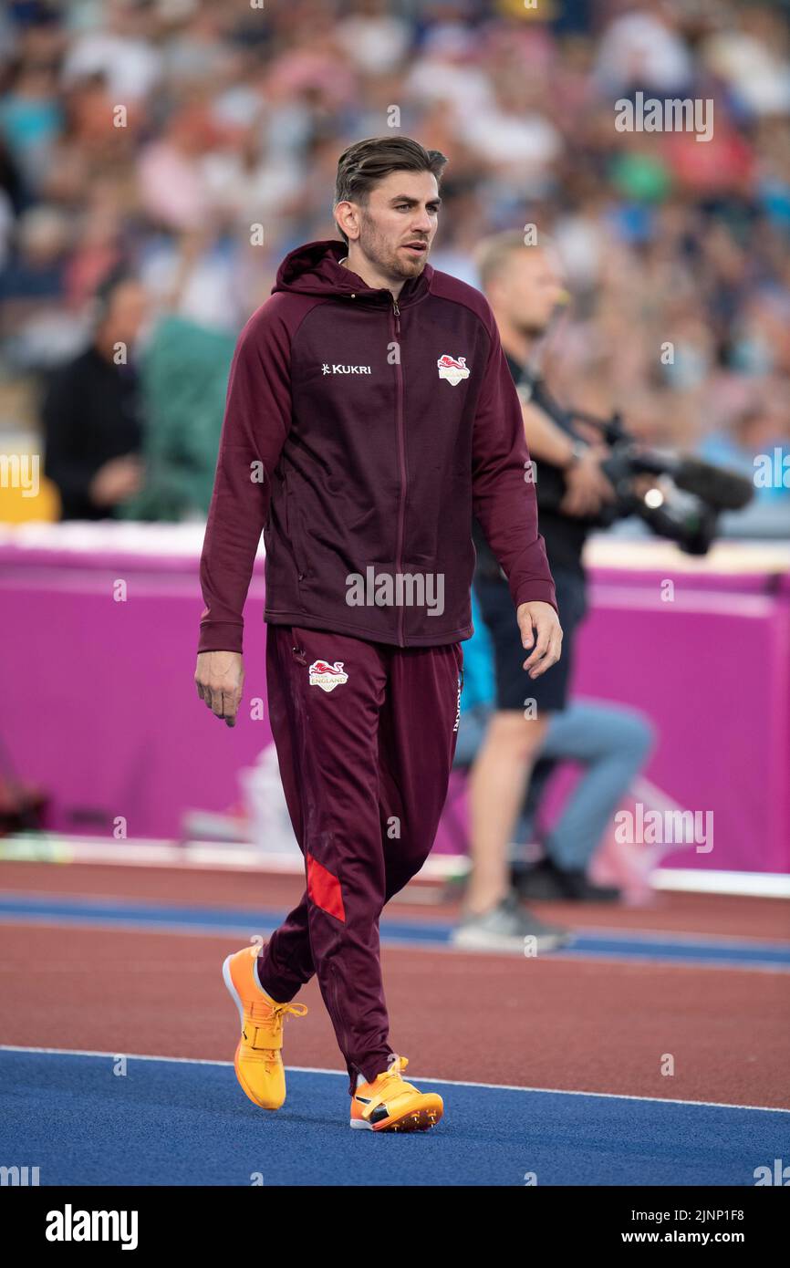 Harry Coppell of England competing in the men’s pole vault final at the ...