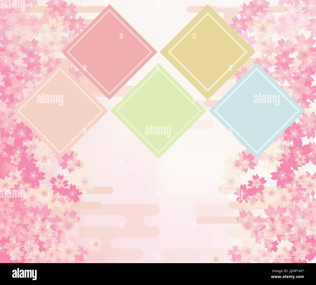 Spring big sale banner set, cherry blossoms and haze, Japanese style ...