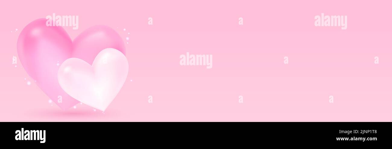 Stylish 3D heart banner for Valentine's Day, copy space, 320x100 Stock ...