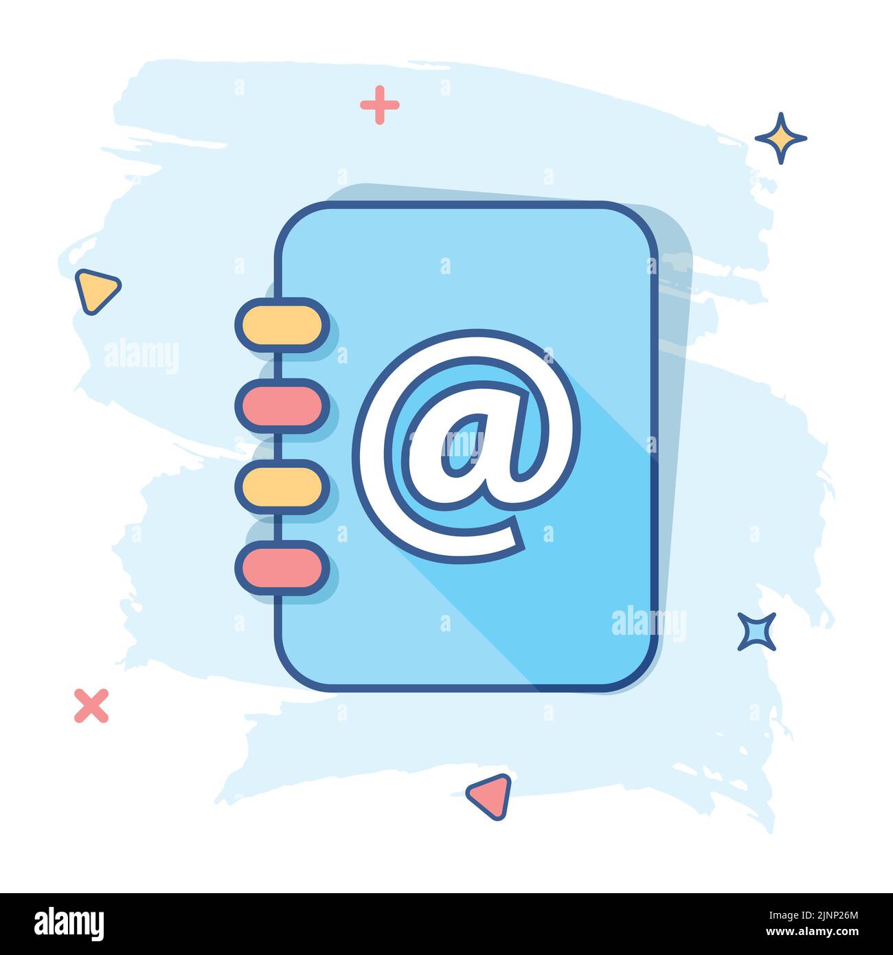 Vector cartoon address book icon in comic style. Email note sign ...