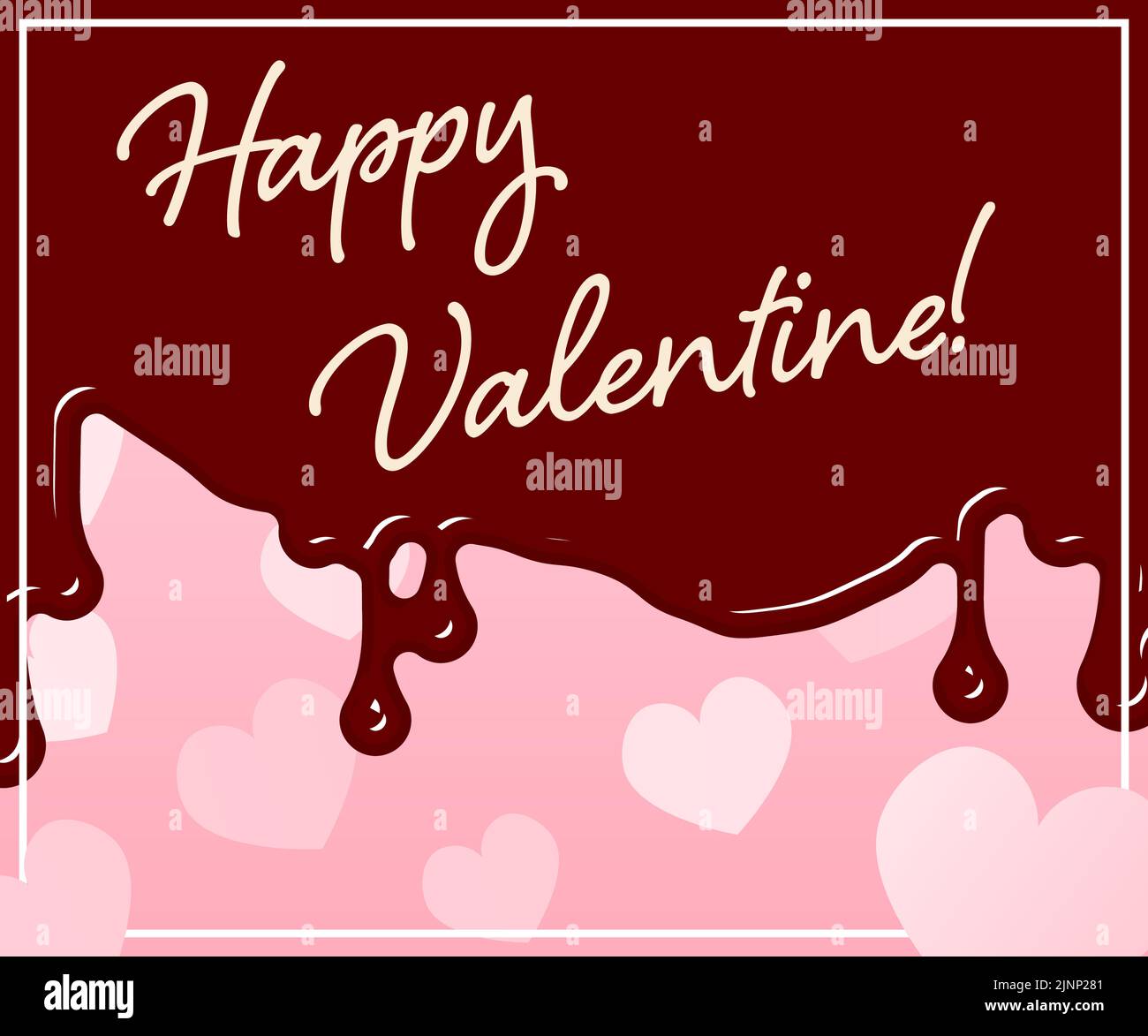 Valentine's Day banner, pink heart background with dripping chocolates ...