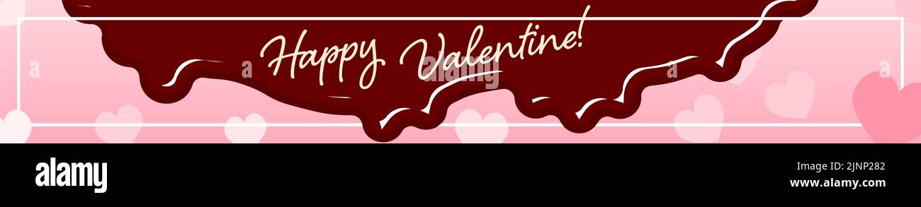 Valentine's Day banner, pink heart background with dripping chocolates ...