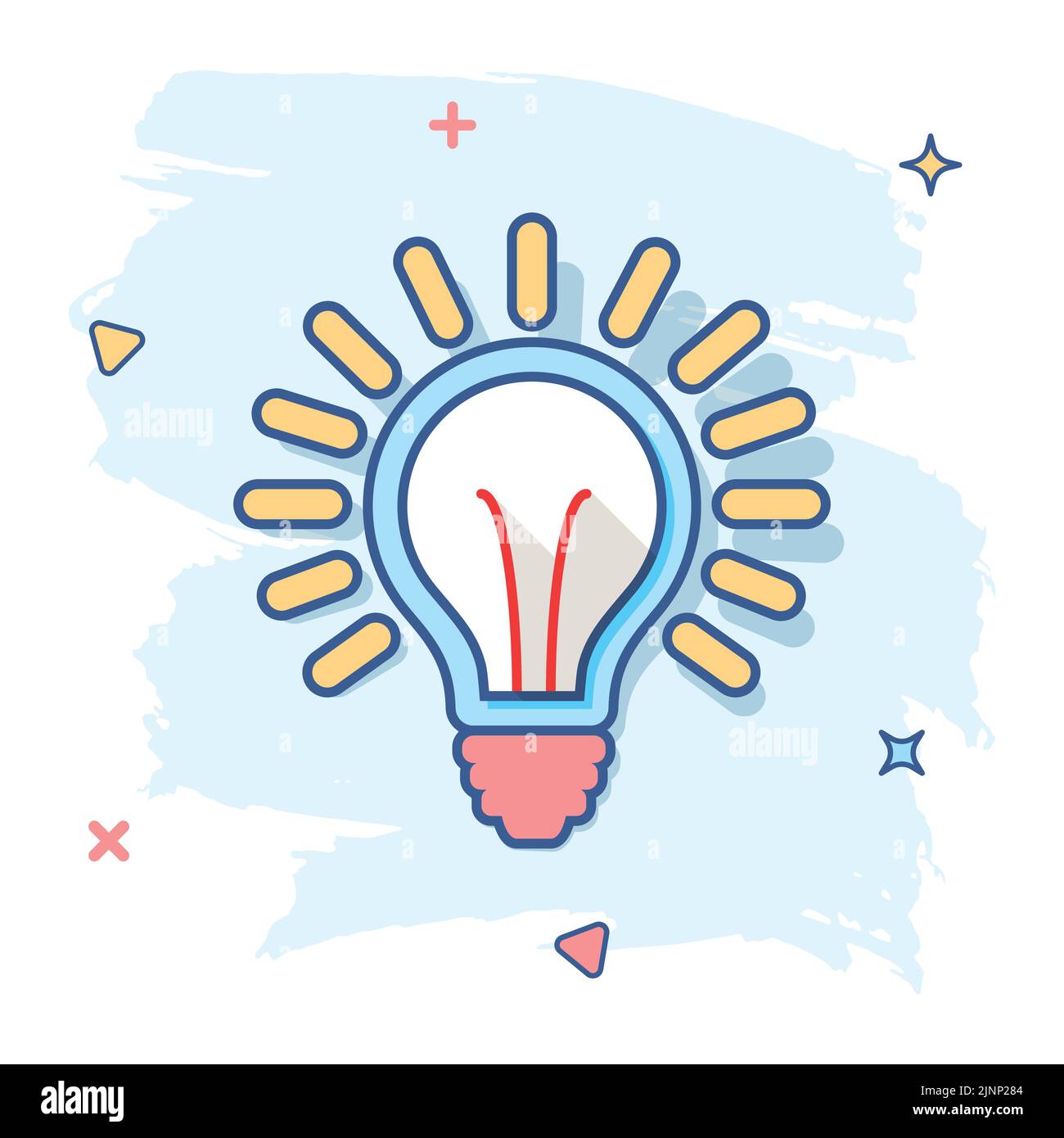 Vector cartoon light bulb icon in comic style. Lighting electric sign ...