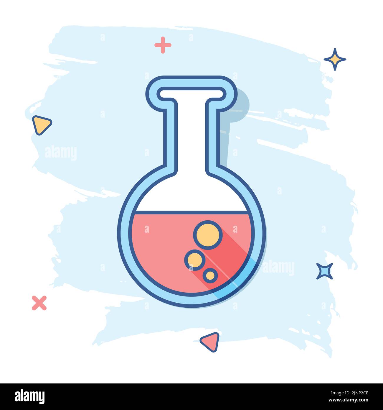Vector cartoon chemical test tube icon in comic style. Laboratory ...