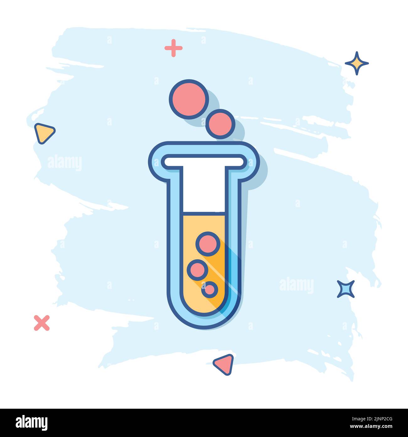Vector cartoon chemical test tube icon in comic style. Laboratory ...