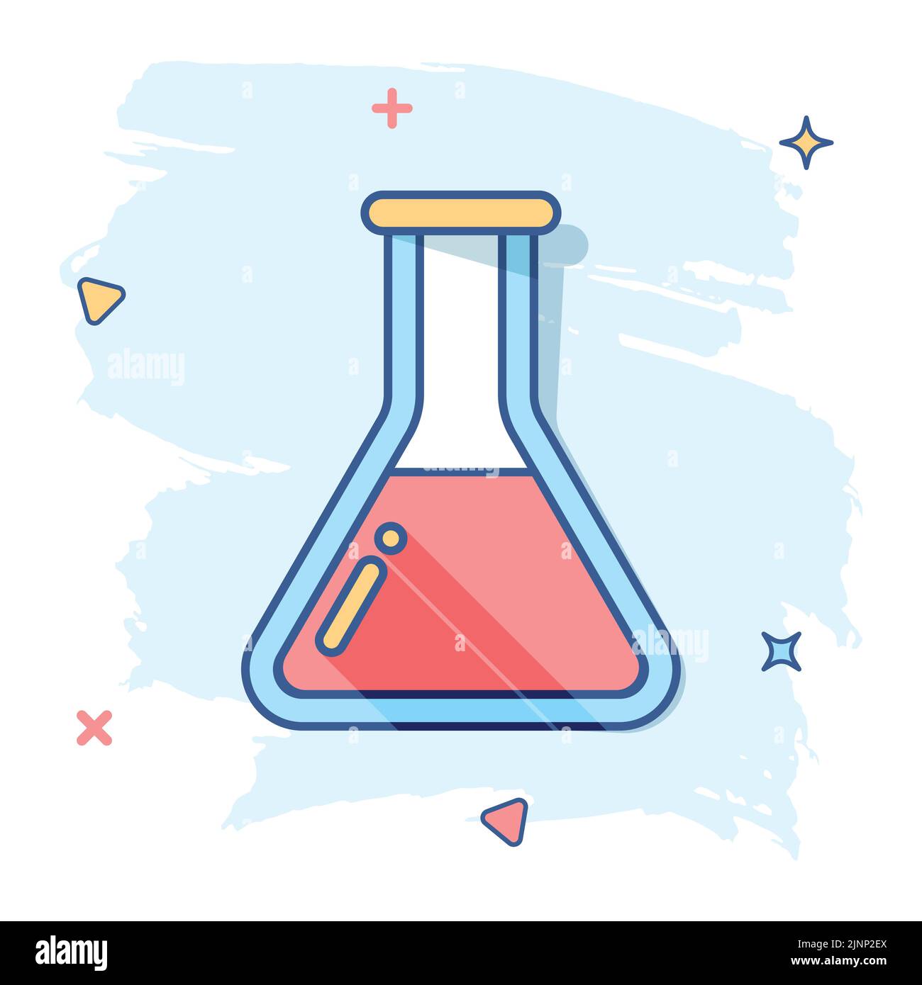 Vector cartoon chemical test tube icon in comic style. Laboratory ...