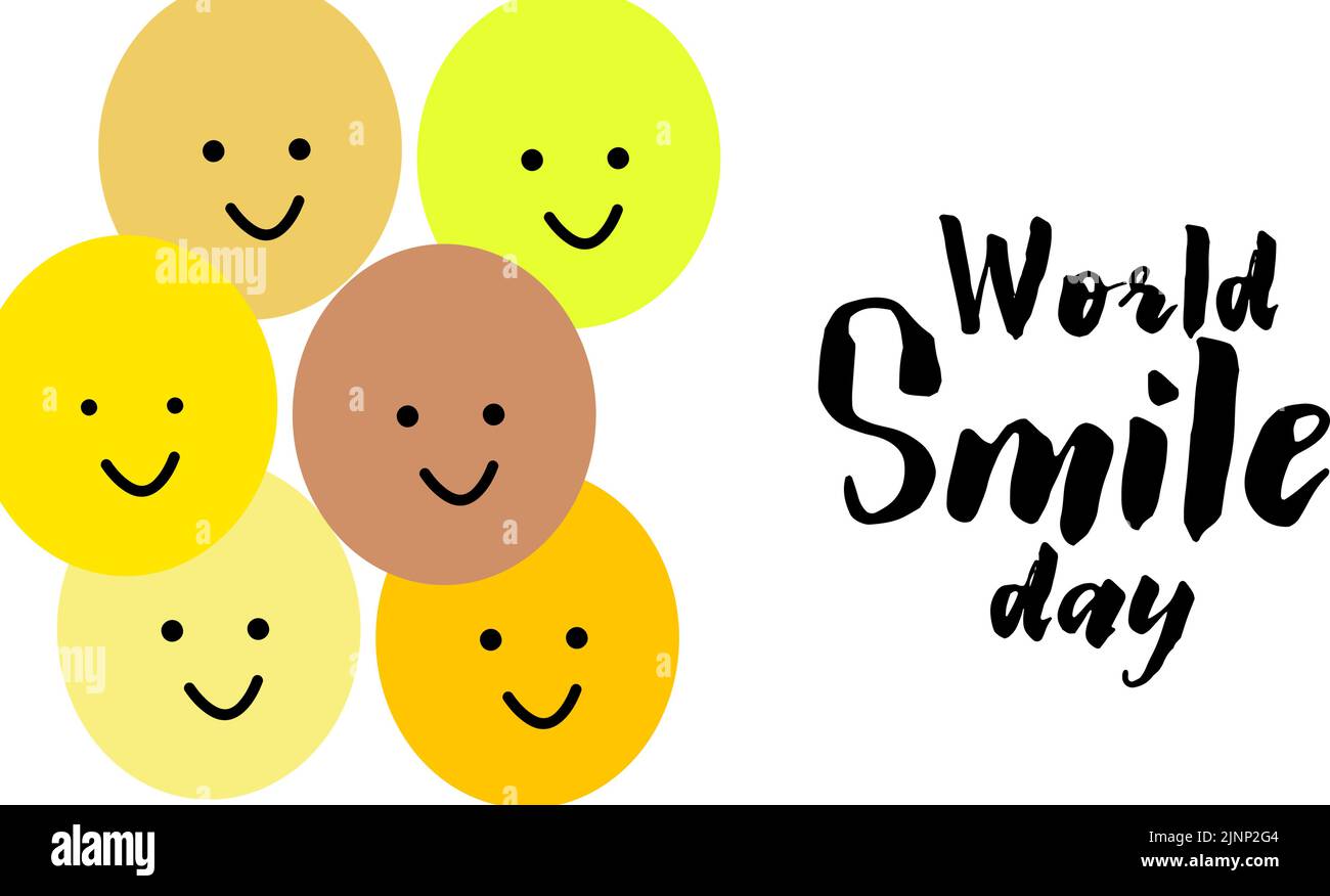 World smile day illustration with yellow abstract smile faces Stock ...